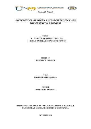 Borrador...differences between research project and the research ...