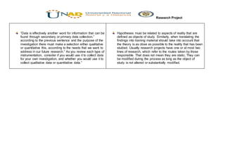 Borrador...differences between research project and the research ...