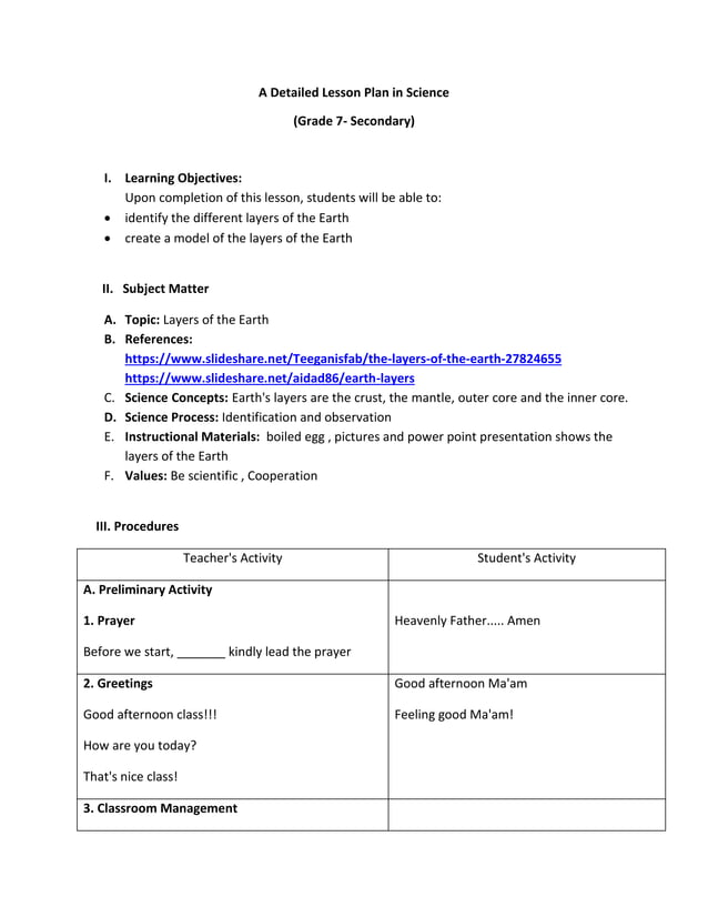 A Detailed Lesson Plan Science 7 | PDF