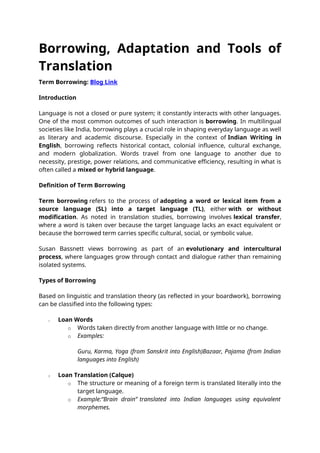 Translation 4 | Unit 3-4 |Borrowing, Adaptation and Tools of ...