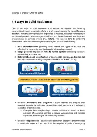 Basic Resilience Study Guide and Disaster Risk Management | PDF