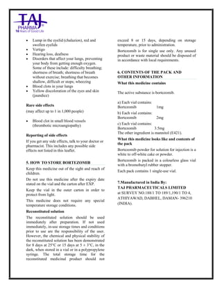 Bortezomib for Injection 1mg/2mg/3.5mg Taj Pharma PIL | PDF | Blood ...