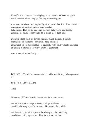 BOS 3651, Total Environmental Health and Safety Management | PDF