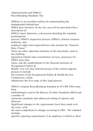 BOS 4025, OSHA Standards 1 Learning Objectives .docx