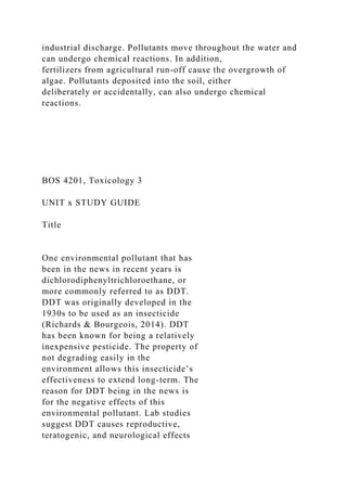 BOS 4201, Toxicology 1 Course Learning Outcomes for U.docx