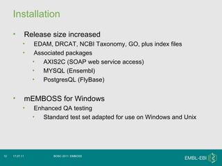 G09-Misc-EMBOSS | PPT | Databases | Computer Software and Applications