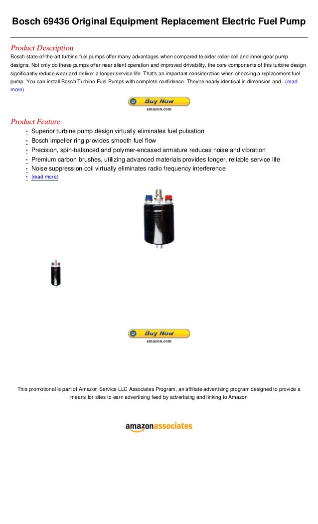 Bosch 69436 original equipment replacement electric fuel pump