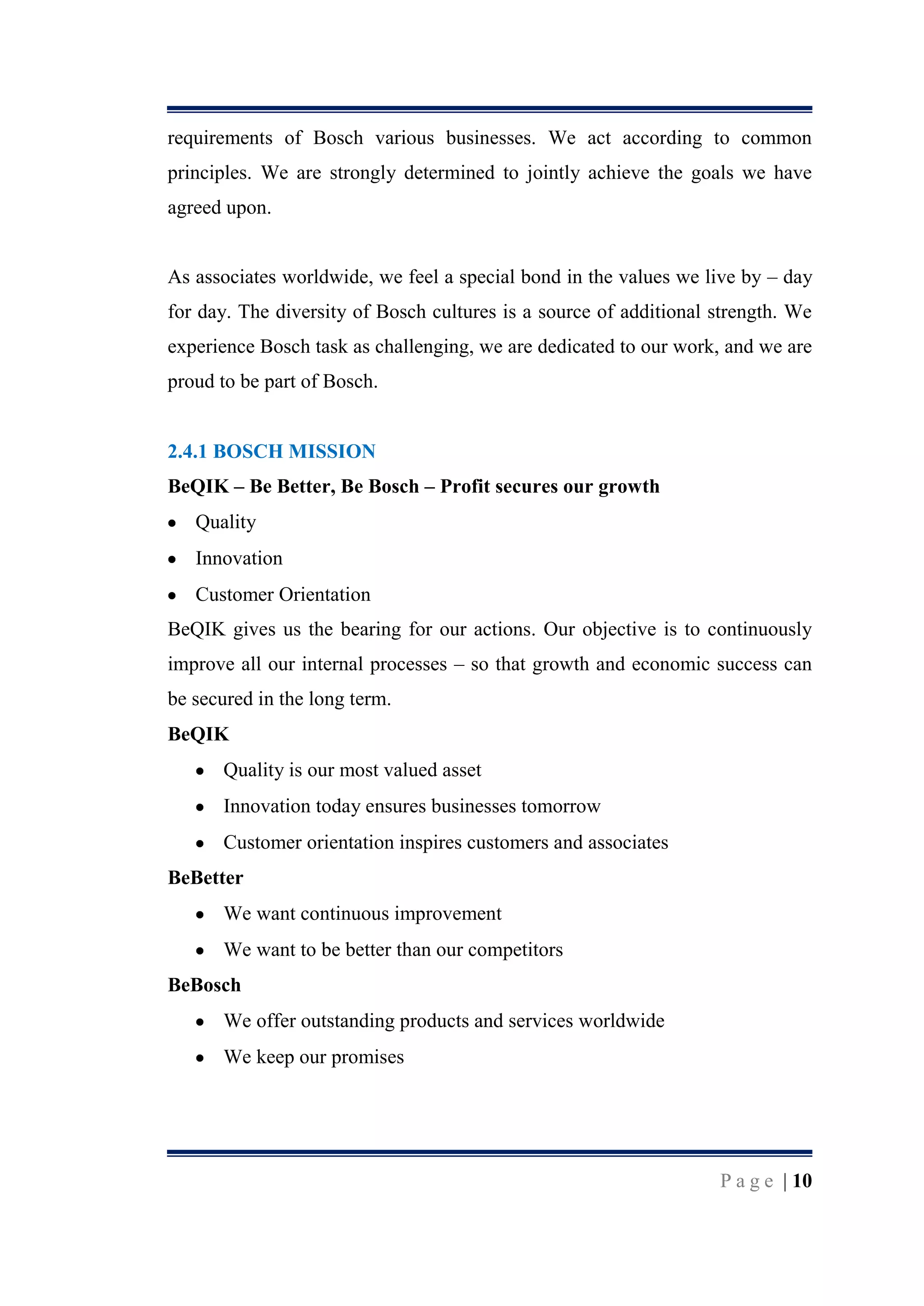 Bosch '''project part-A for MBA student | DOCX