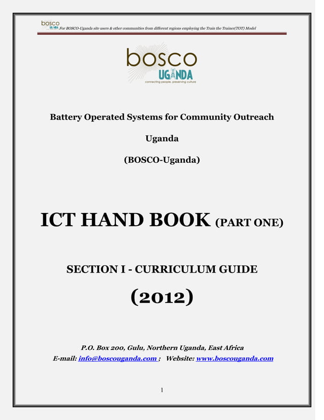 Bosco Uganda ICT Handbook: Curriculum Guide | PDF