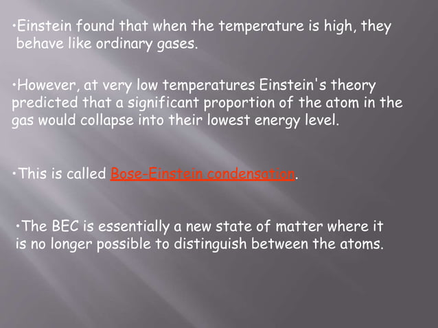 Bose einstein condensation | PPTX