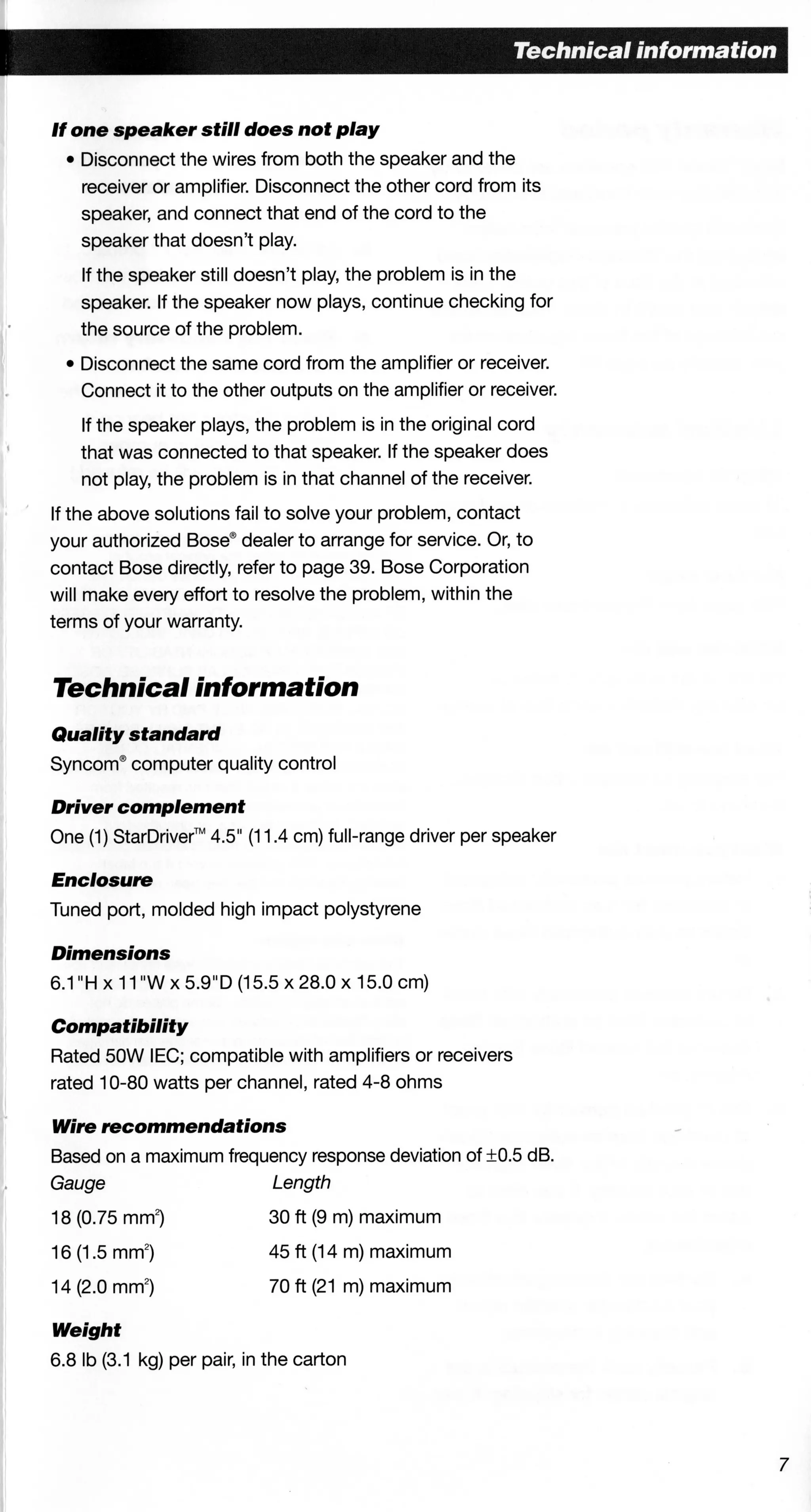 Bose Model 100 Speakers - Owner's Guide | PDF