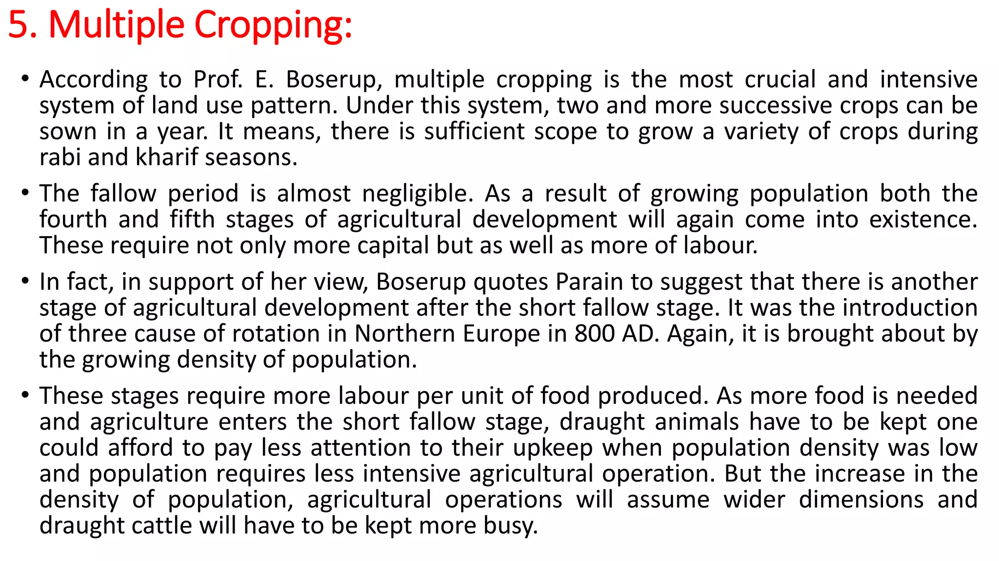 Boserup theory of agricultural development | PPTX