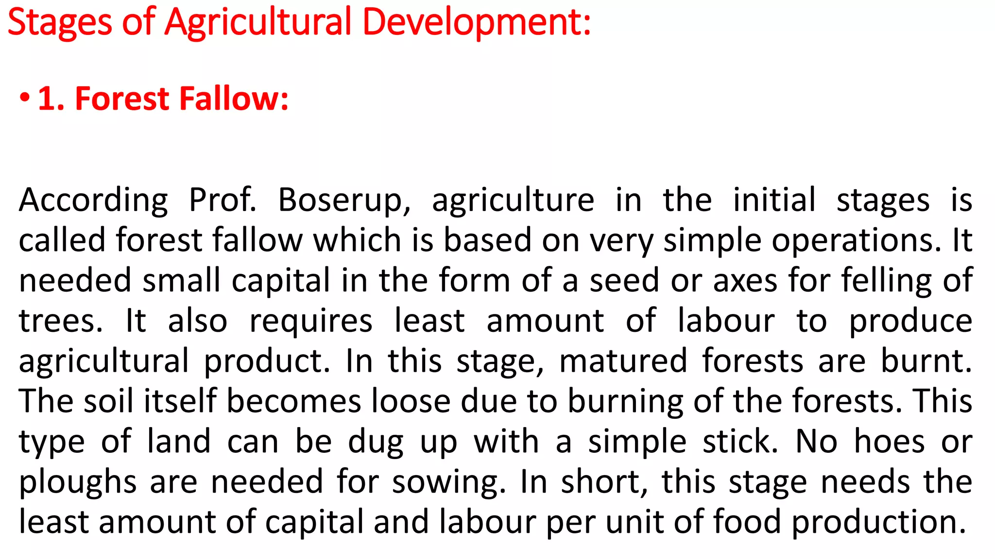 Boserup theory of agricultural development | PPTX