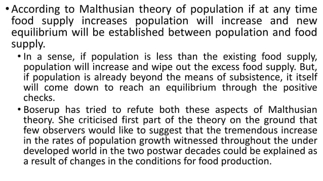 Boserup theory of agricultural development | PPTX