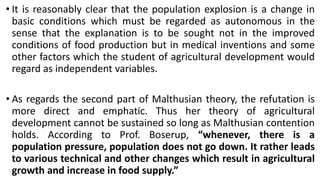 Boserup theory of agricultural development | PPTX