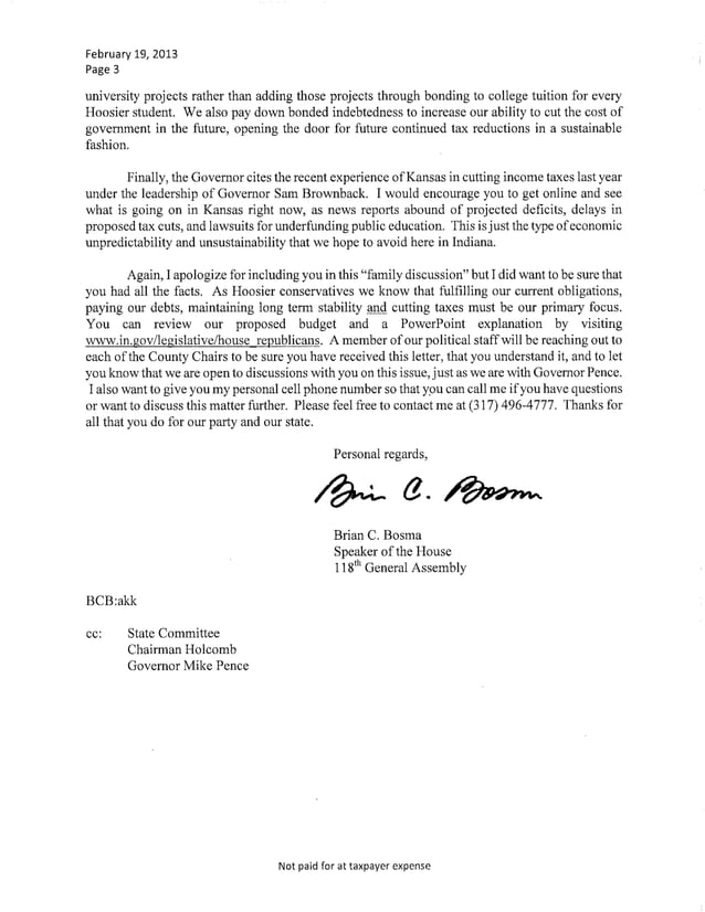 Bosma letter to county chairman | PDF