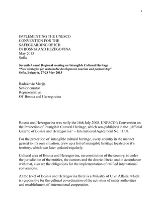 Implementing the UNESCO convention for the safeguarding of ICH in ...