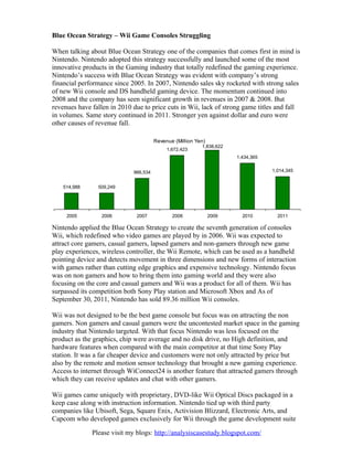 Blue Ocean Strategy – Wii Game Consoles Struggling | PDF