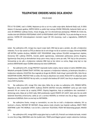 TELEPATSKE ORDERS MOG OCA JEHOVI | PDF