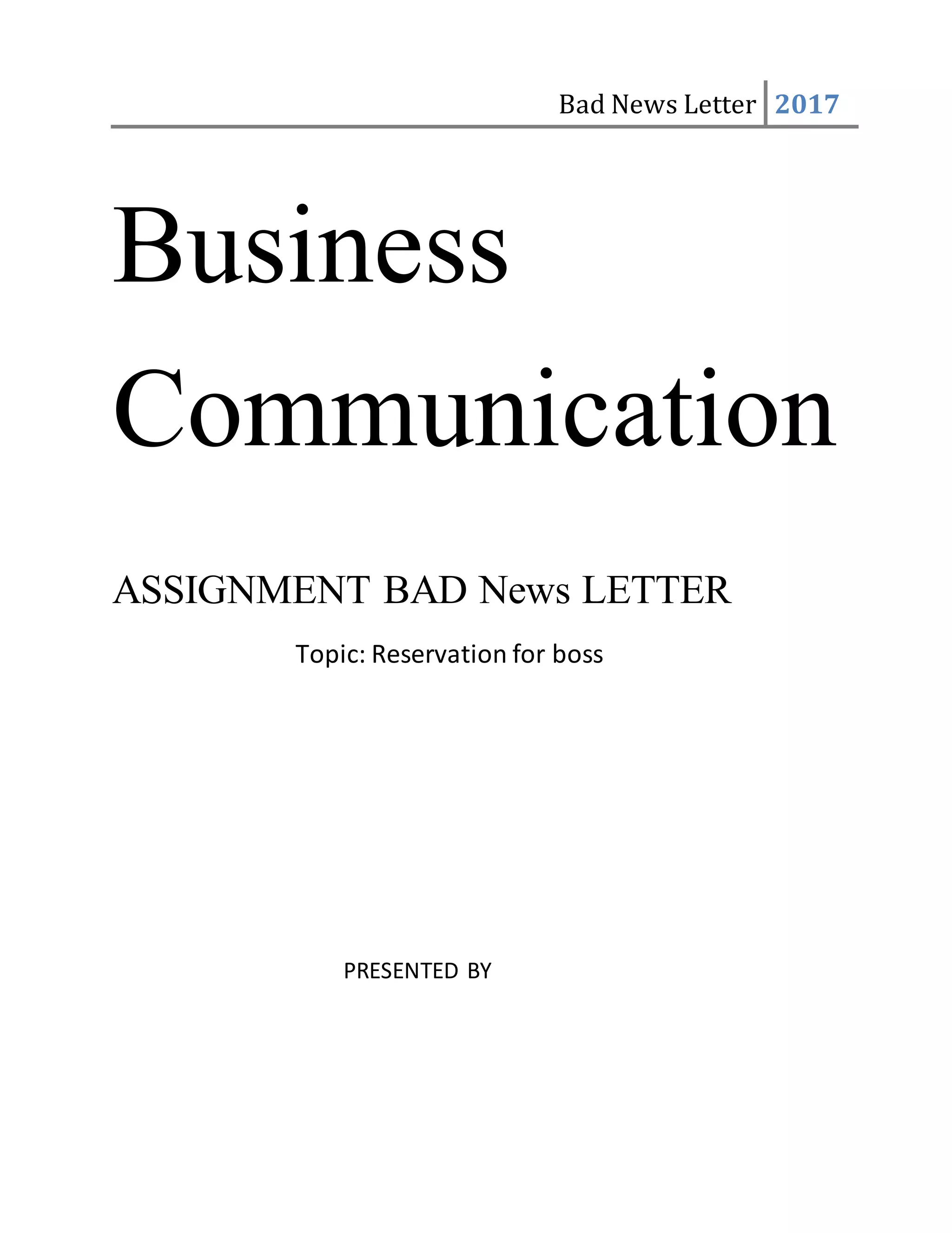BAD News LETTER | PDF