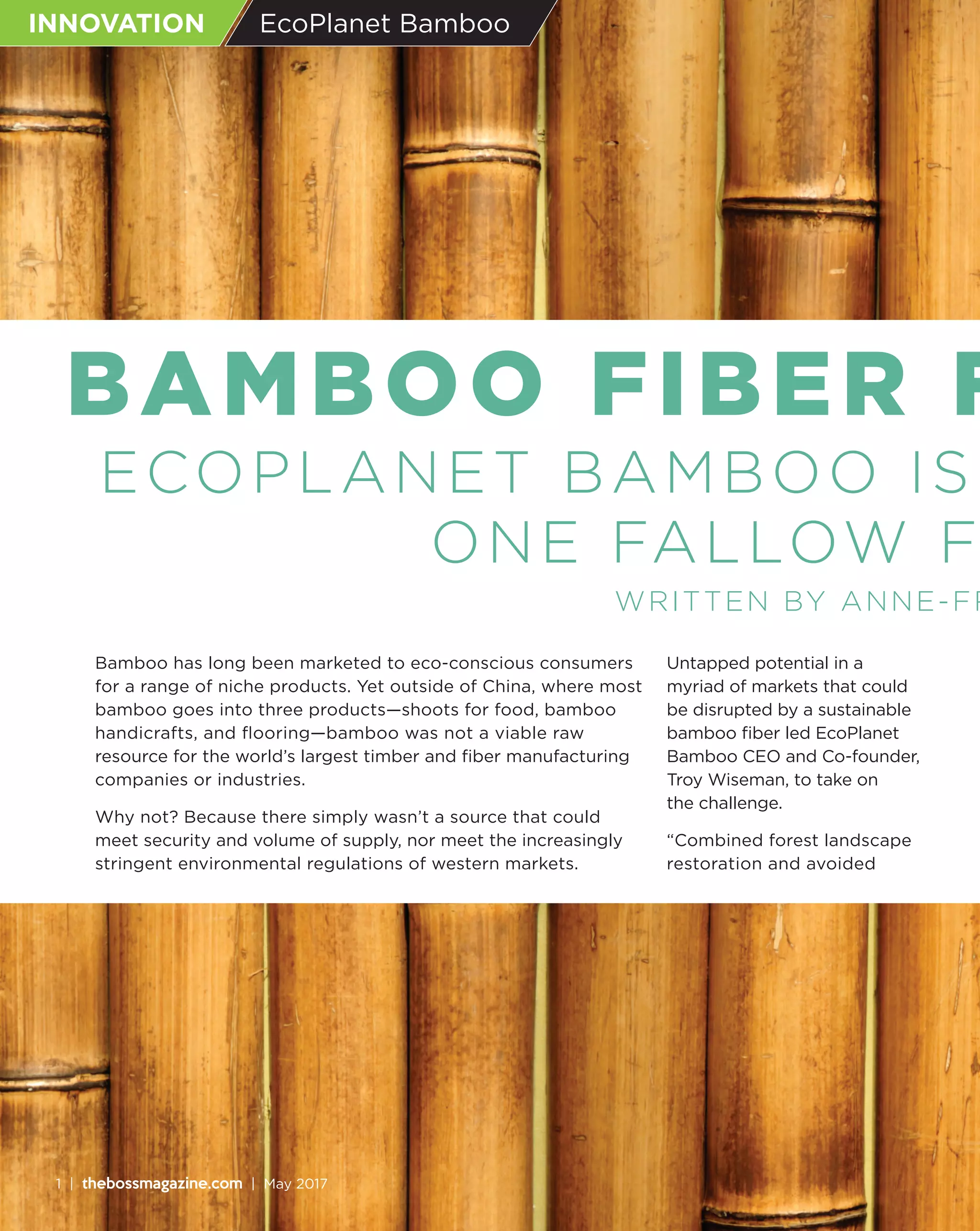 EcoPlanet Bamboo Troy Wiseman Article | PDF