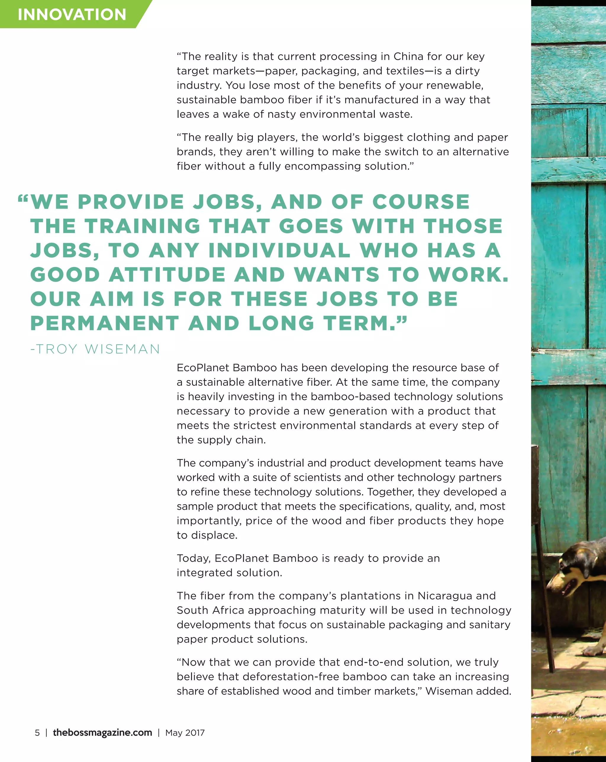 EcoPlanet Bamboo Troy Wiseman Article | PDF