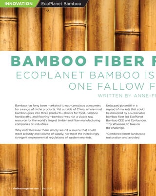 EcoPlanet Bamboo Troy Wiseman Article | PDF