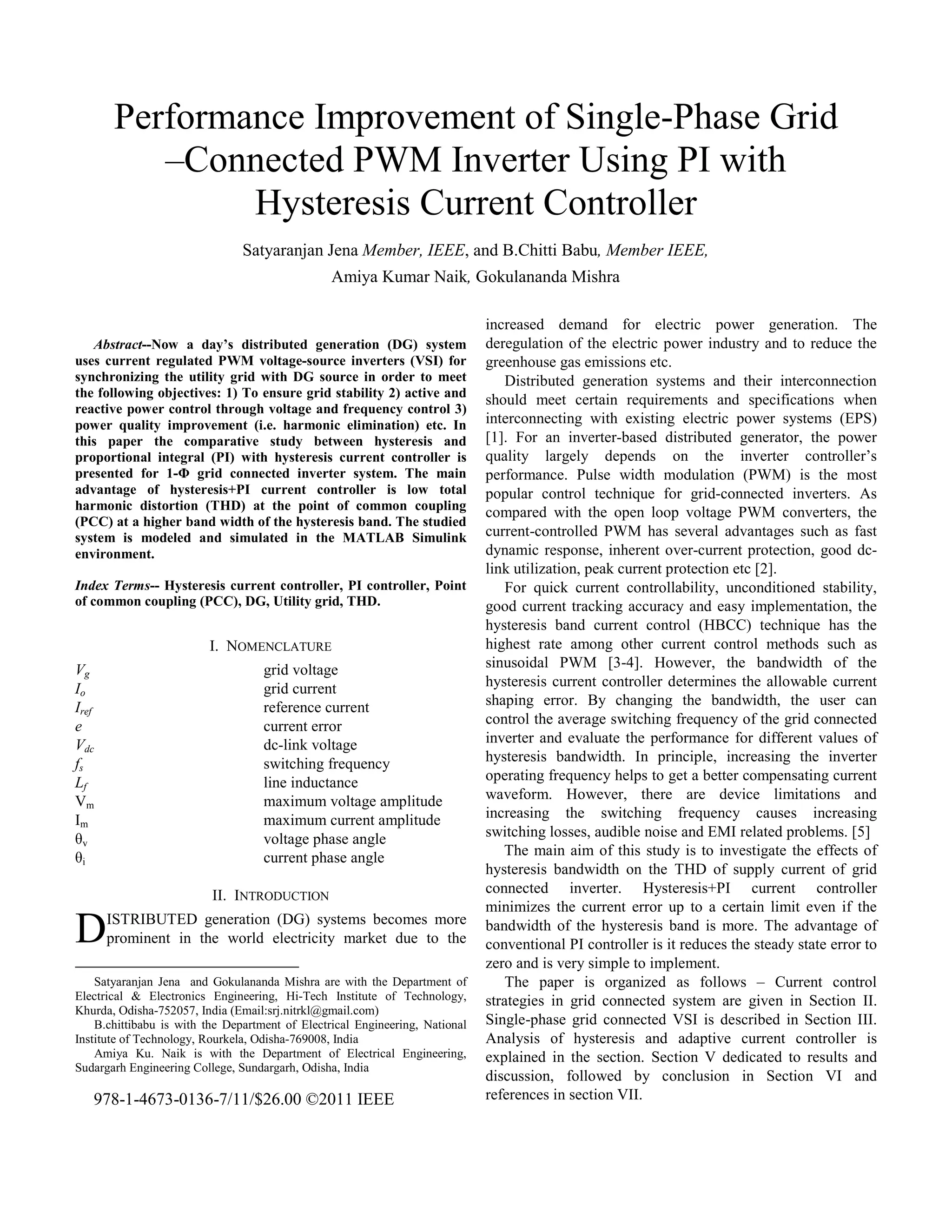 Single phase grid connected PWM Inverter using PI controller | PDF