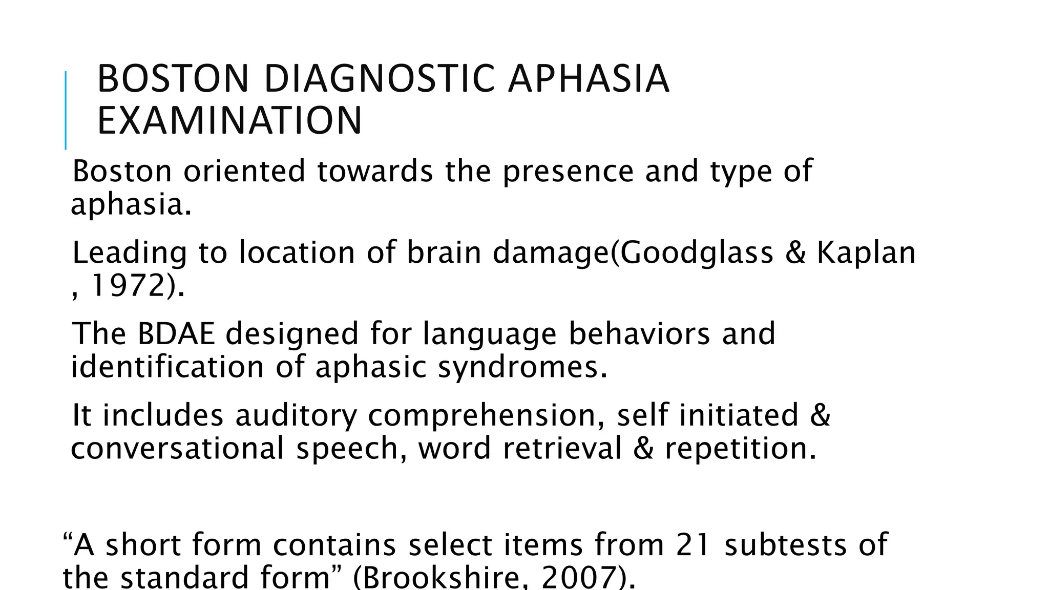 Boston diagnostic aphasia examination | PPTX