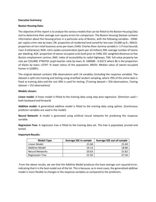 Regression Analysis and model comparison on the Boston Housing Data | PDF