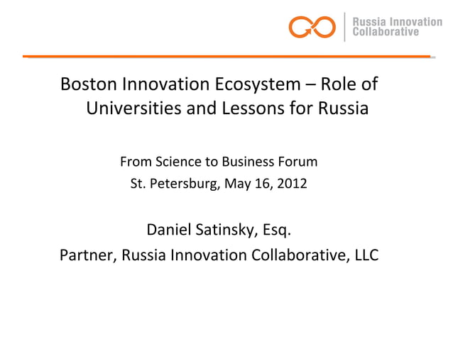 Boston innovation ecosystem st. petersburg | PPT