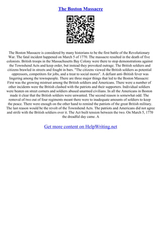 Boston Massacre Essay | PDF