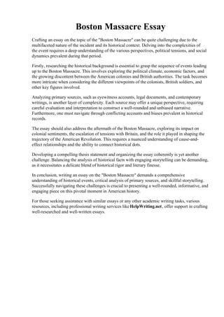Boston Massacre Essay | PDF