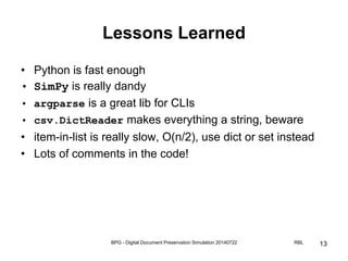 Digital Document Preservation Simulation - Boston Python User's Group | PPT