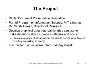 Digital Document Preservation Simulation - Boston Python User's Group | PPT