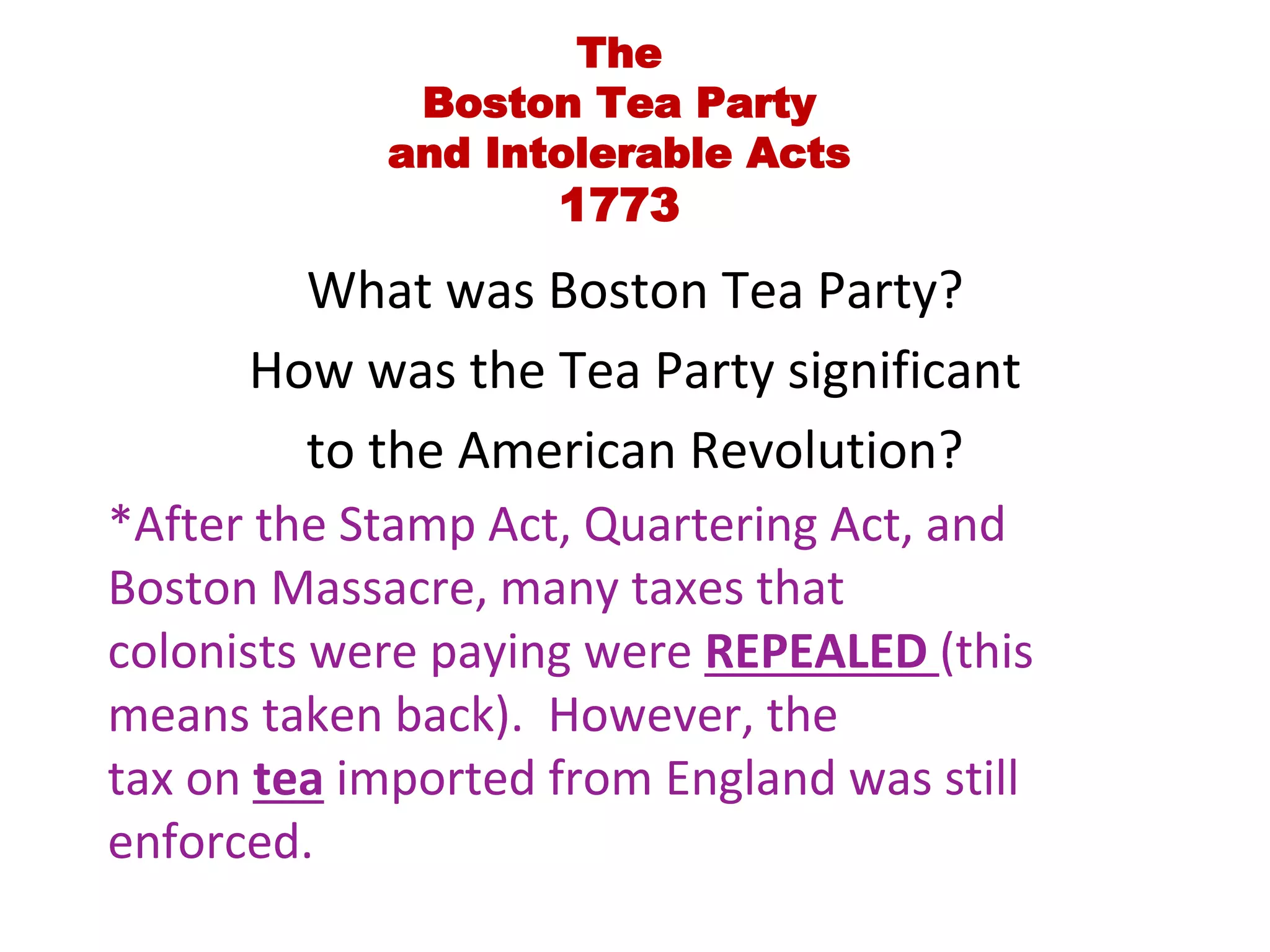 Boston tea party ppt kvanko | PPSX