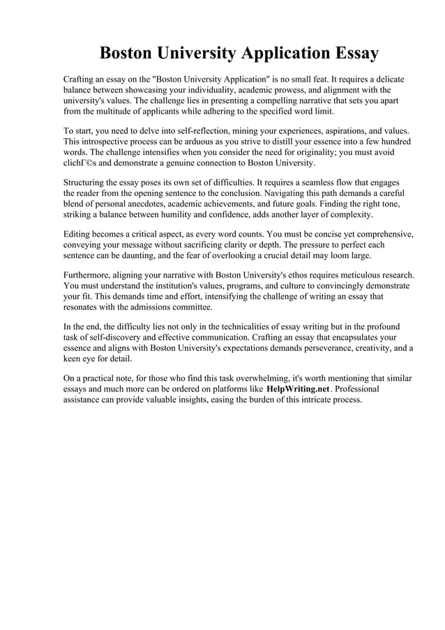 Boston University Application Essay | PDF