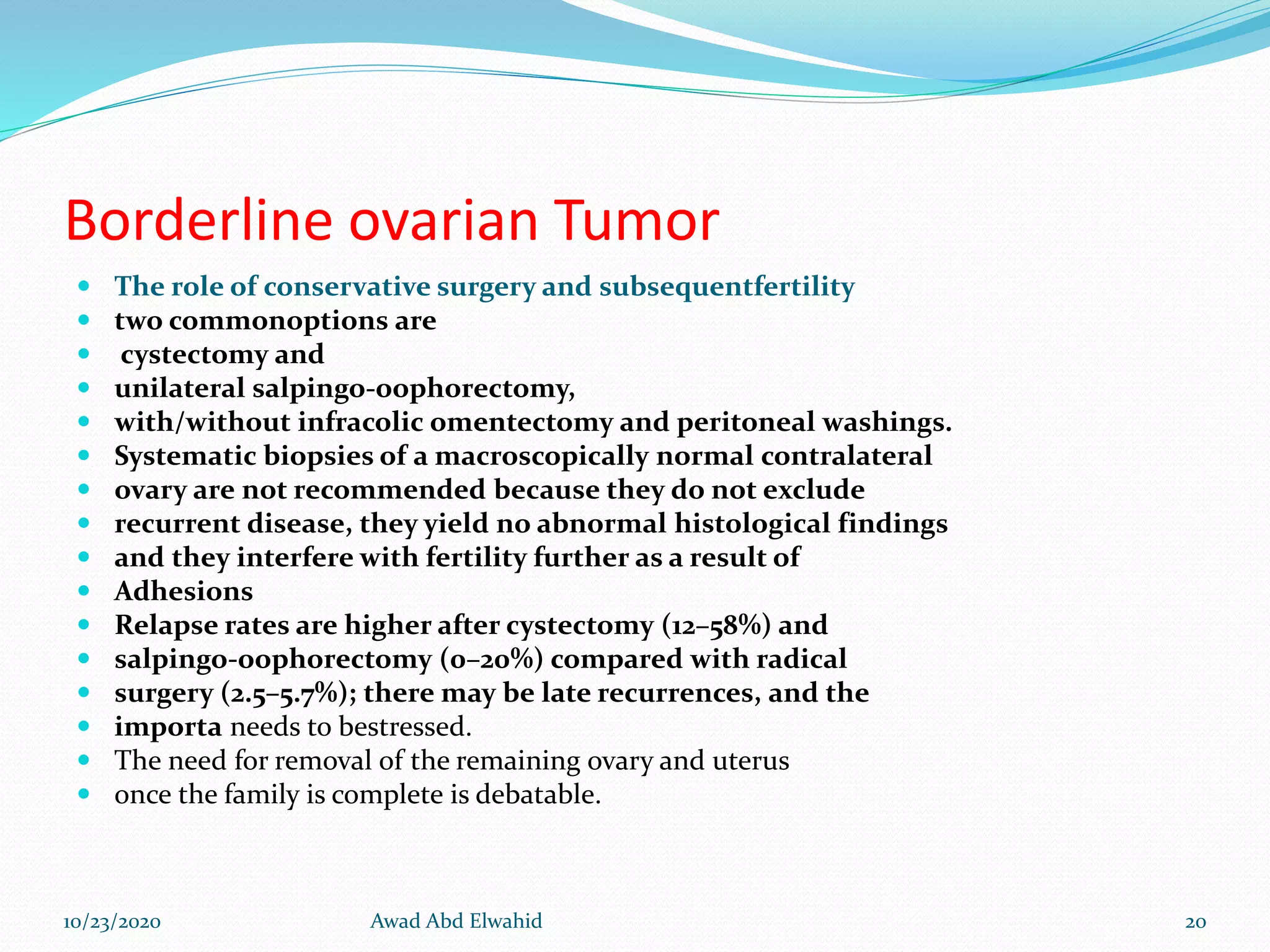 Border line ovarian Tumor | PPTX