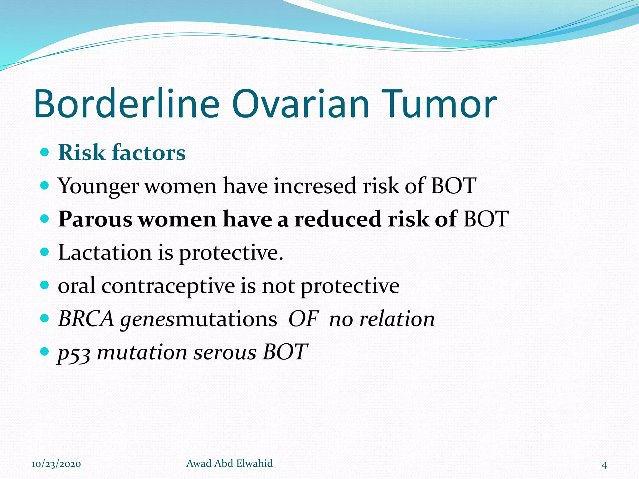 Border line ovarian Tumor | PPTX