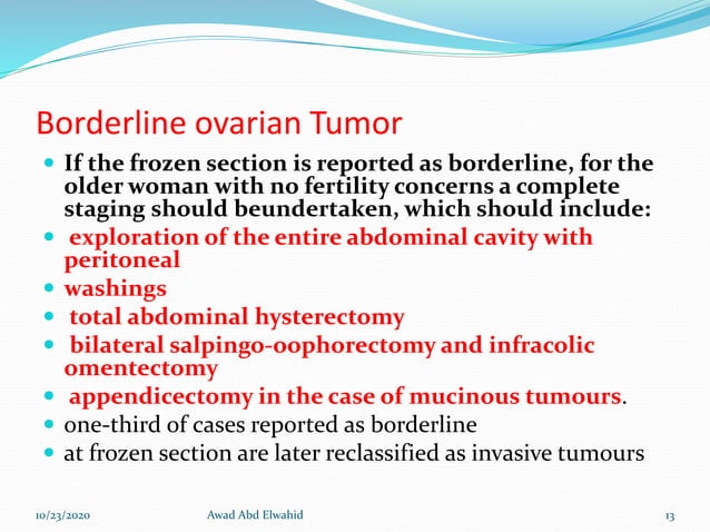 Border line ovarian Tumor | PPTX | Cancer | Diseases and Conditions