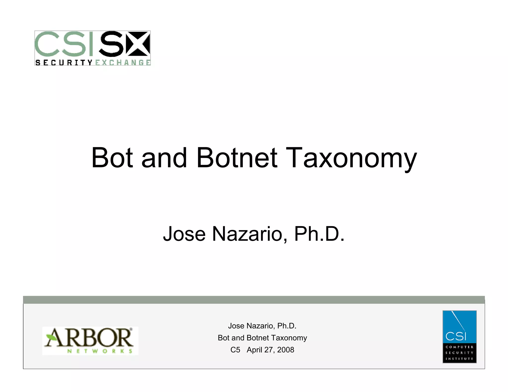 Bot and Botnet Taxonomy | PPT