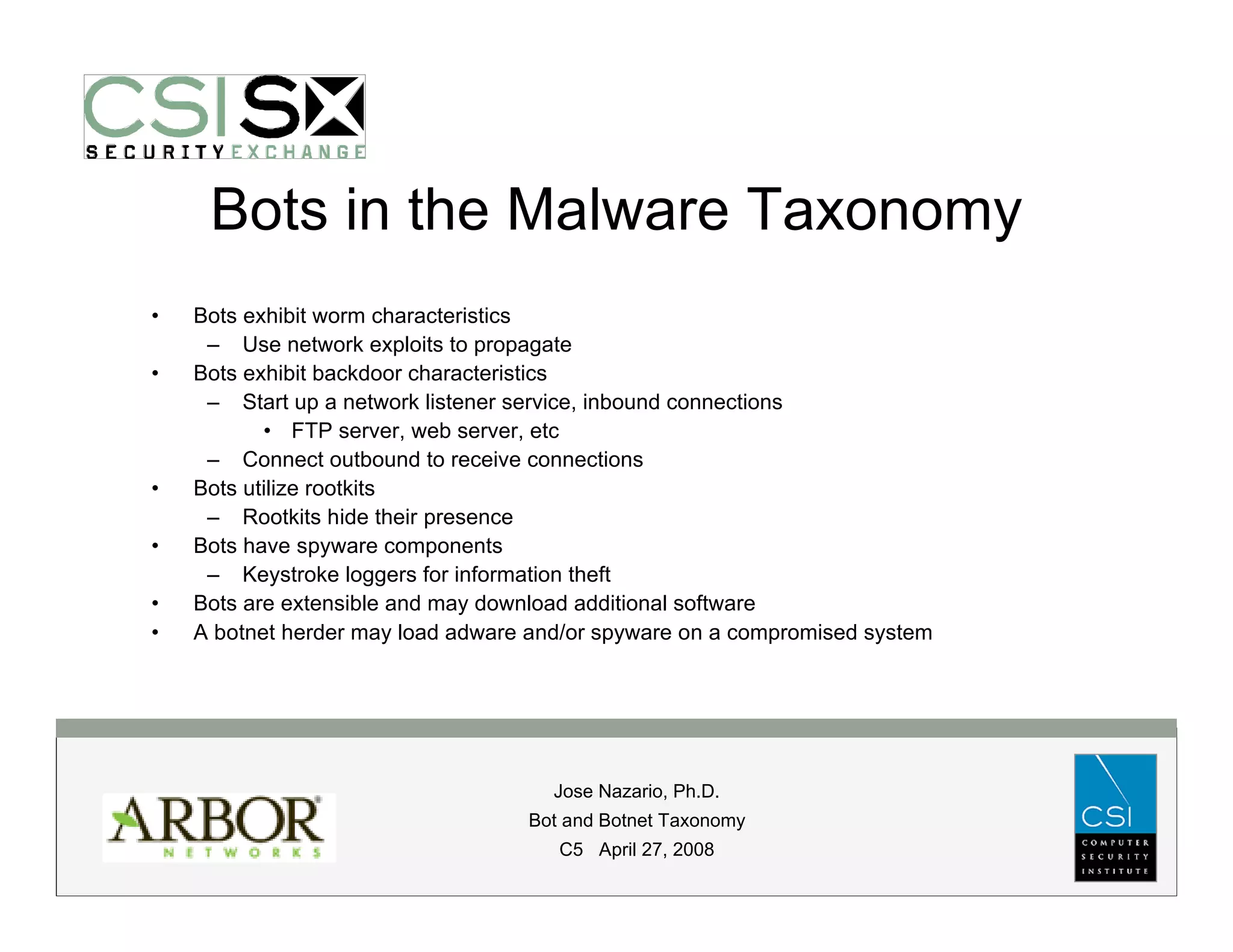 Bot and Botnet Taxonomy | PPT