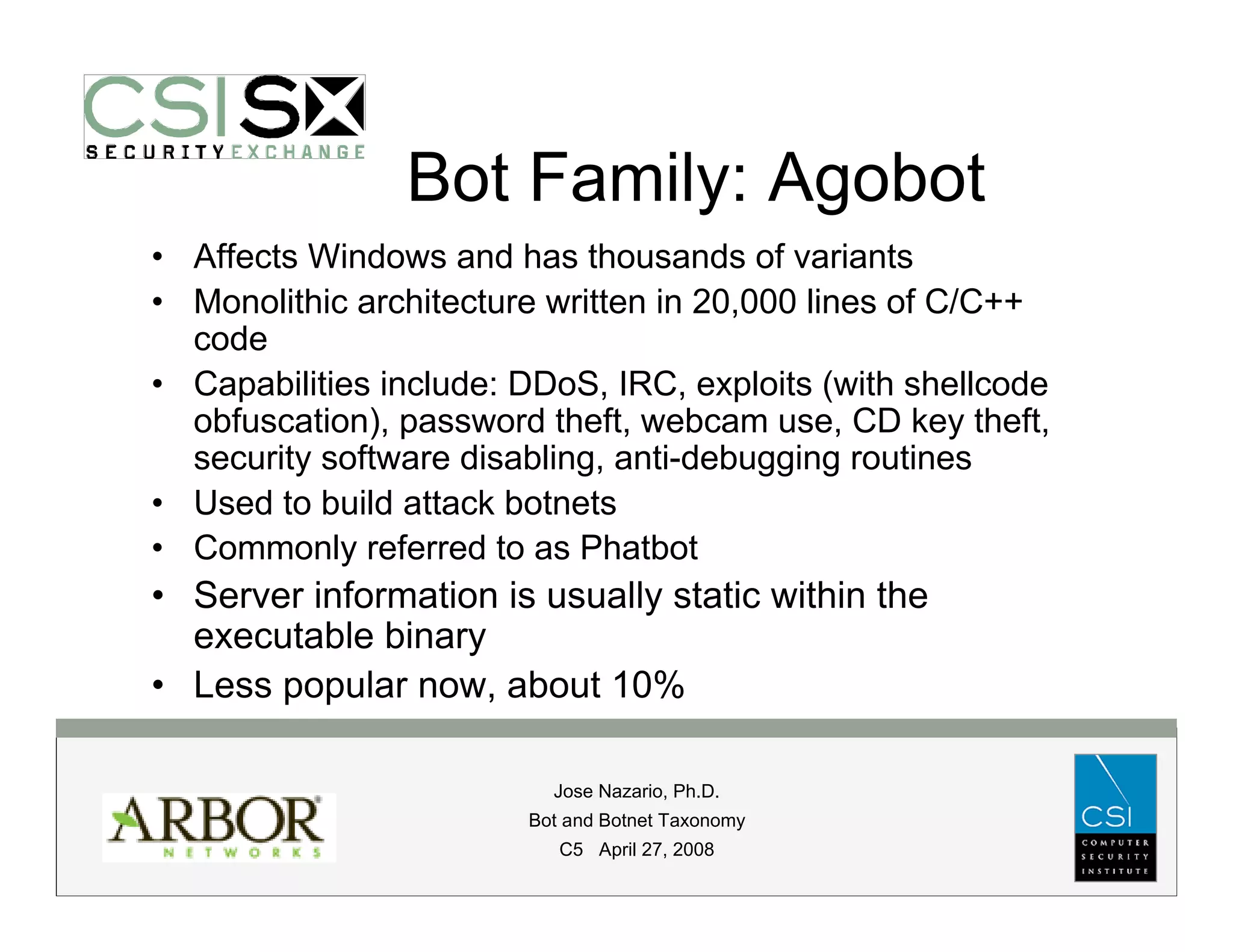 Bot and Botnet Taxonomy | PPT