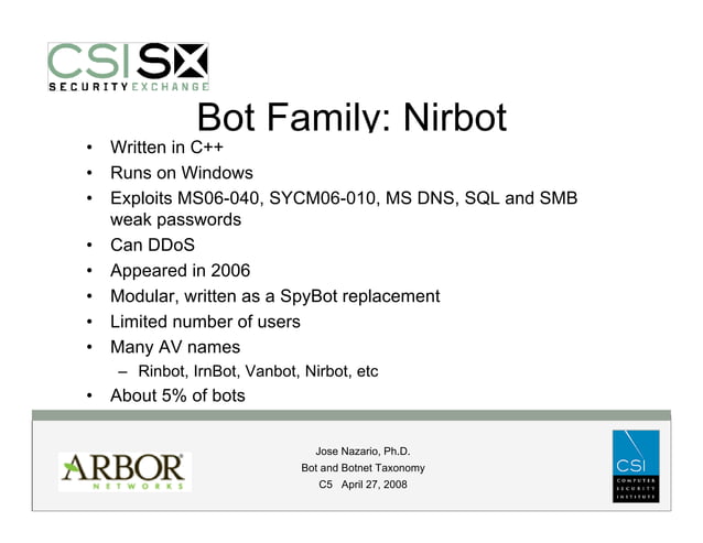 Bot and Botnet Taxonomy | PPT