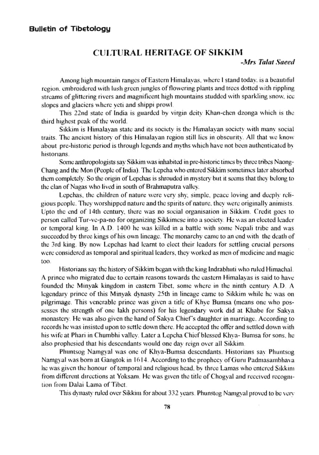 sikkim culture in detailed explanation & its value | PDF