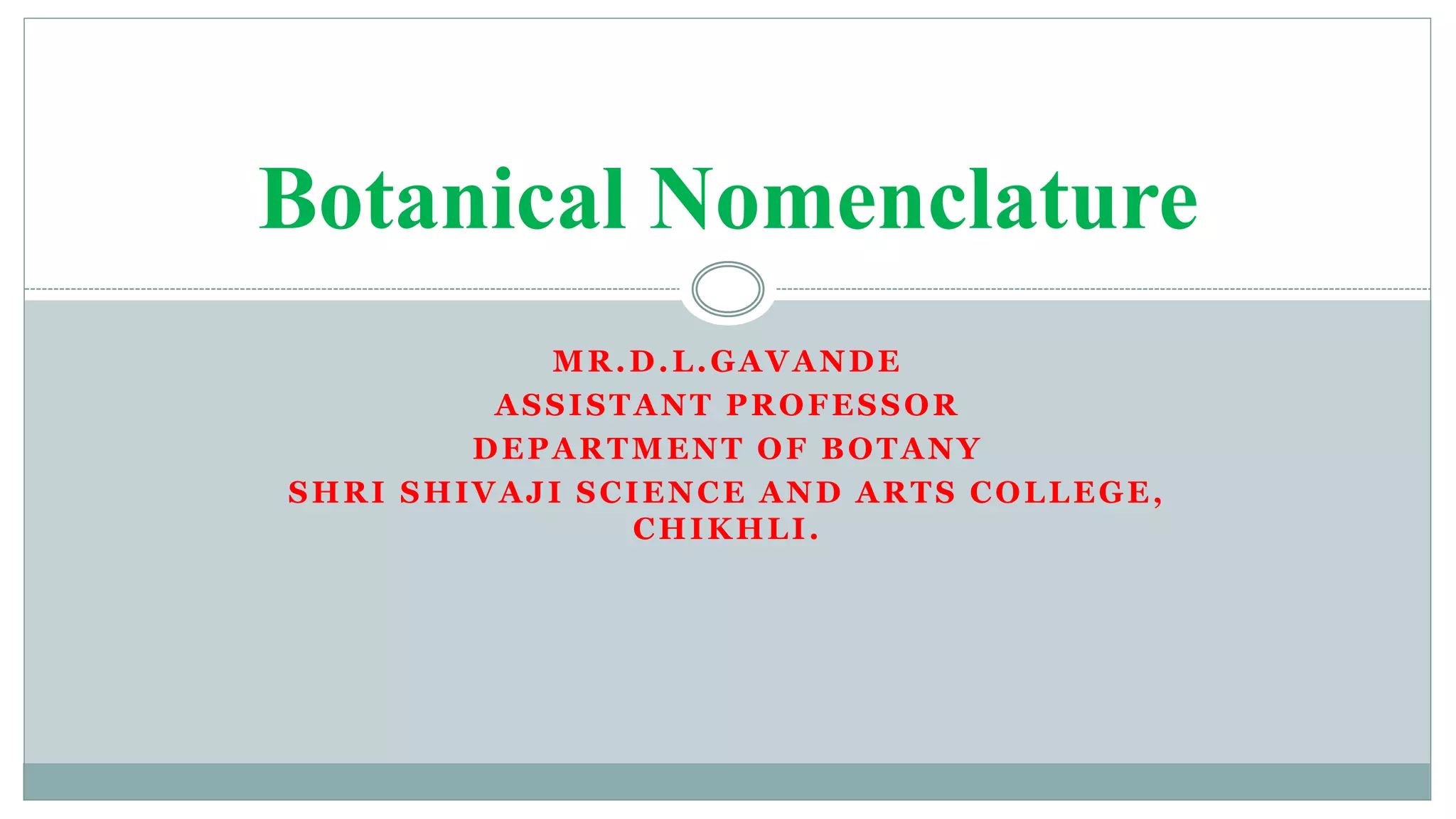Botanical nomenclature | PPTX