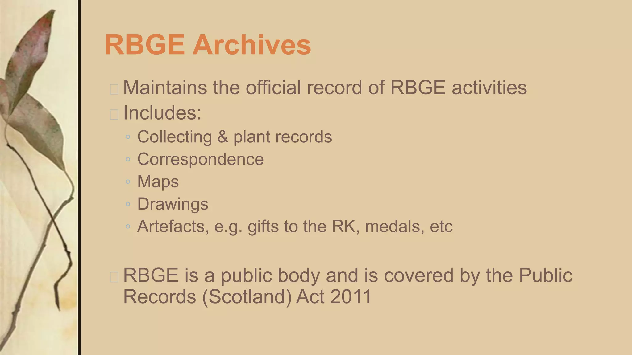Library & Archives Royal Botanic Garden Edinburgh | PPTX