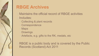 Library & Archives Royal Botanic Garden Edinburgh | PPTX