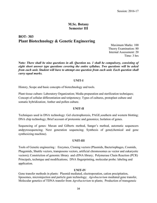 Botany 2016 17-syllabus(1) | PDF
