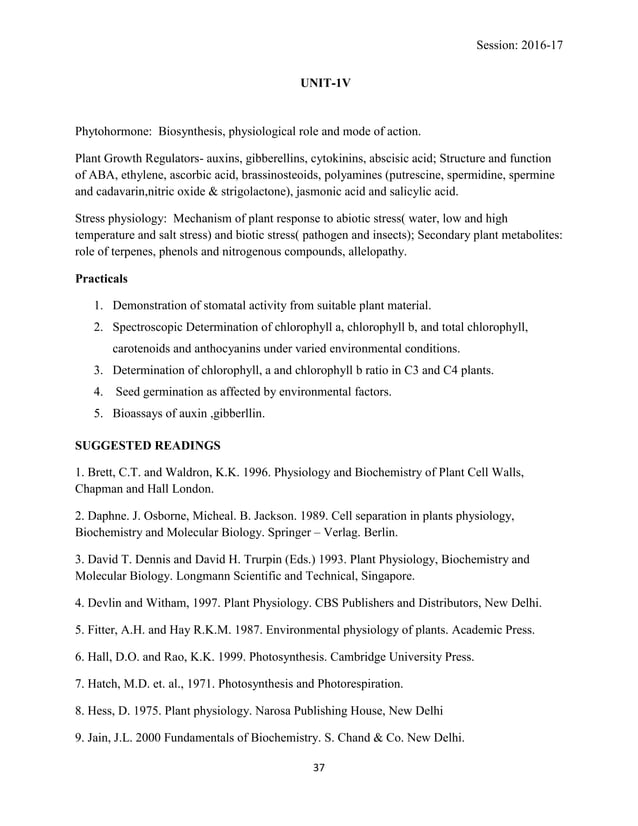 Botany 2016 17-syllabus(1) | PDF